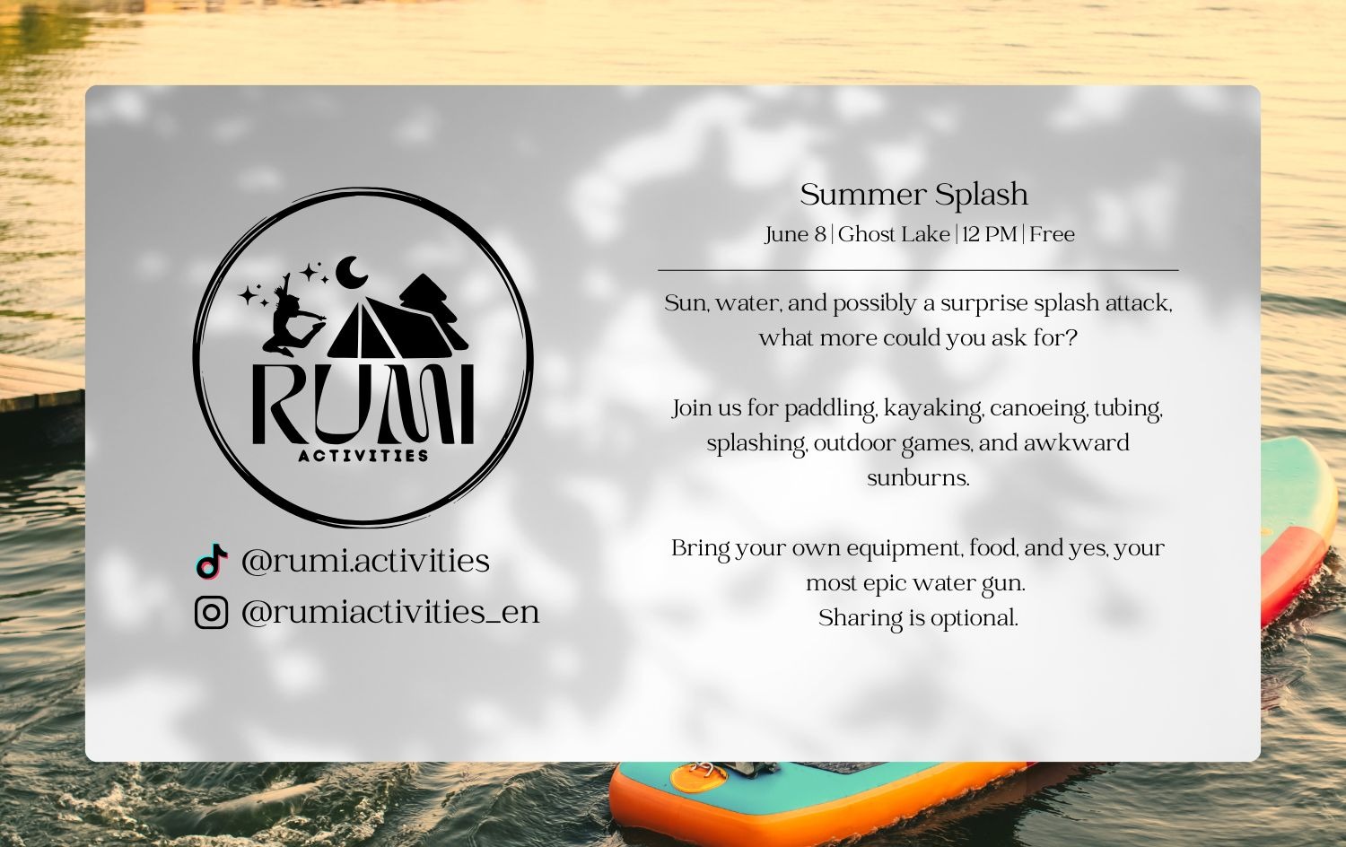 Summer Splash Tickets | Rumi Activities