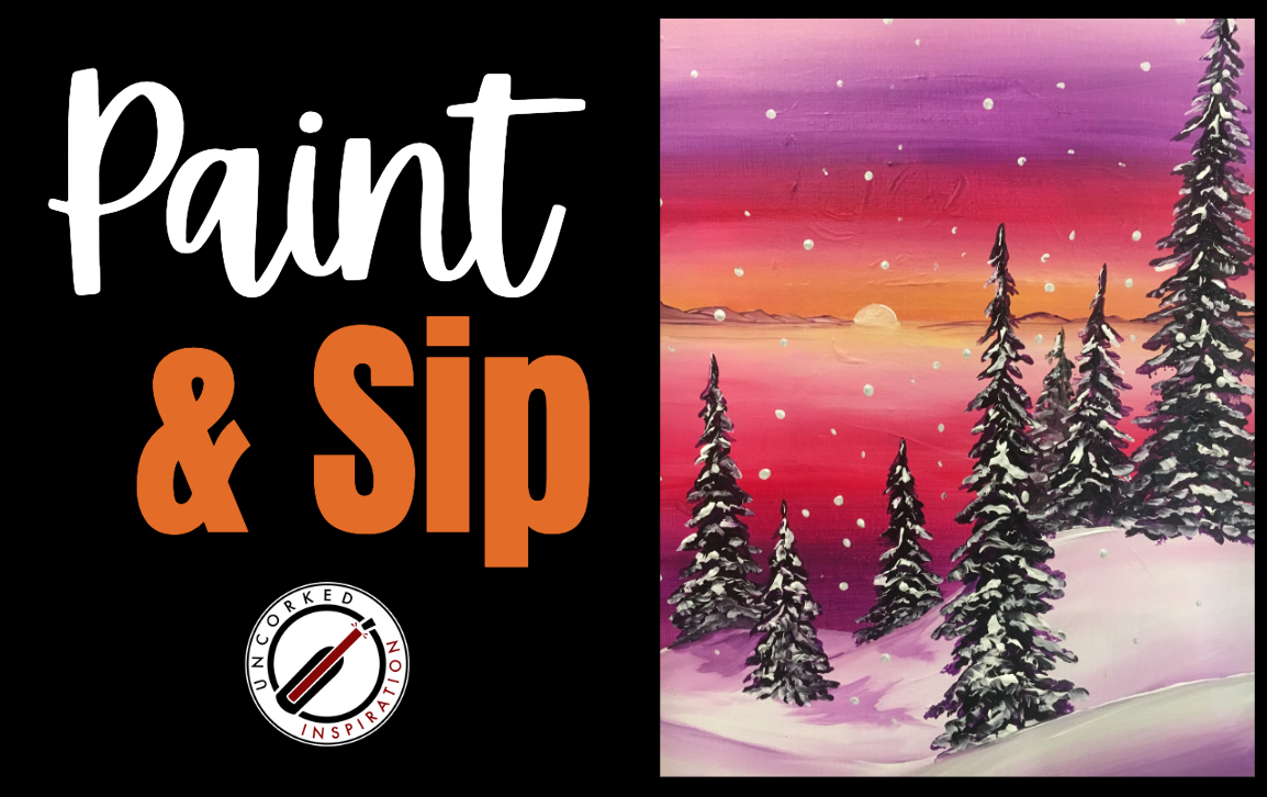 Paint & Sip | Winter Sunset Tickets | Uncorked Inspiration