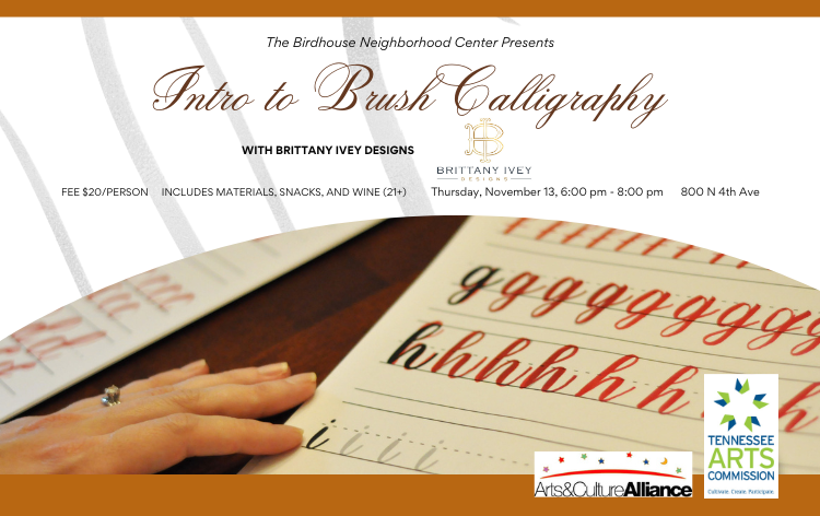 Intro to Brush Calligraphy Tickets | Birdhouse Neighborhood Center
