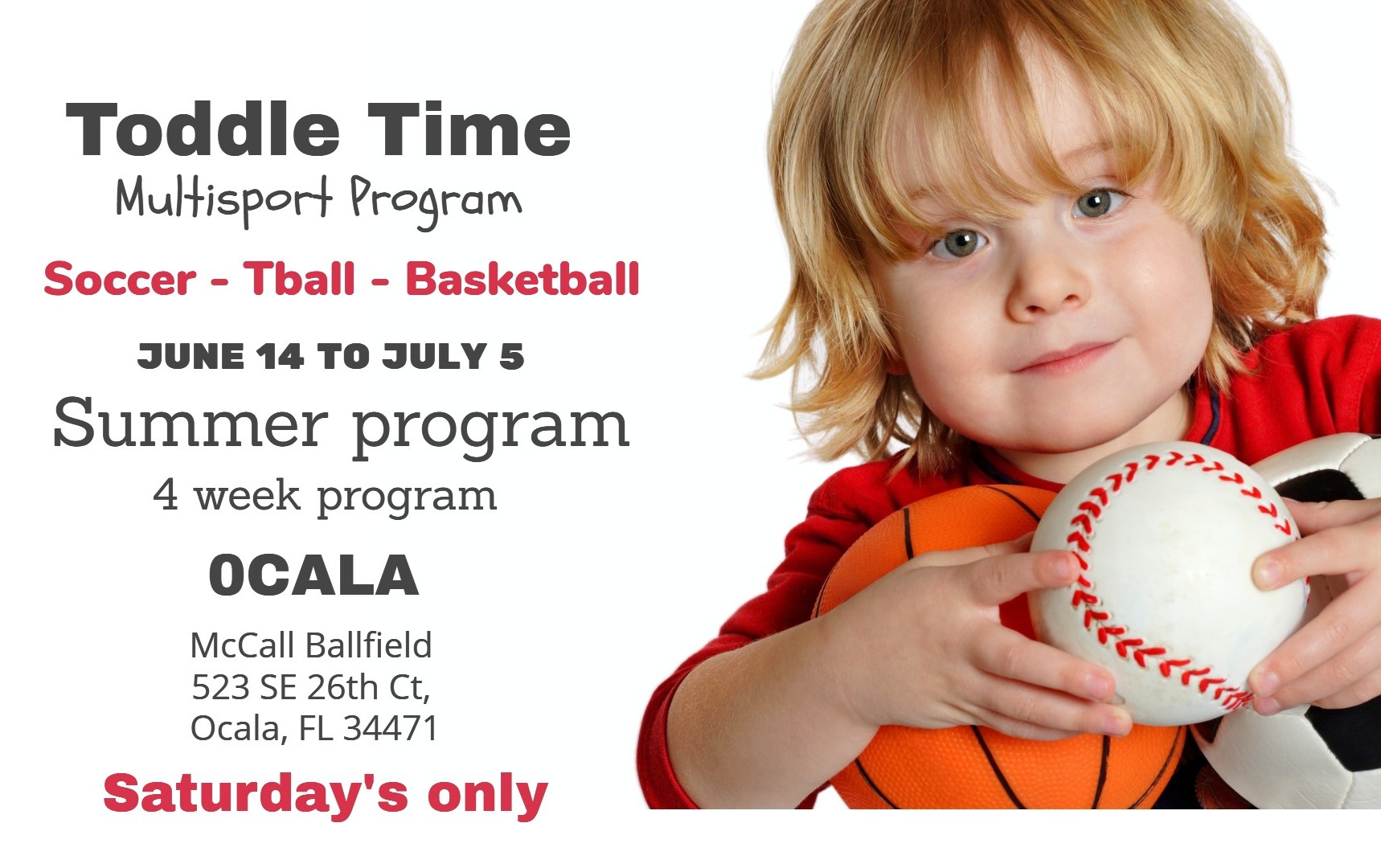 Ocala Toddler Time Multi-Sport Program - Summer Tickets | Toddler Time, Inc