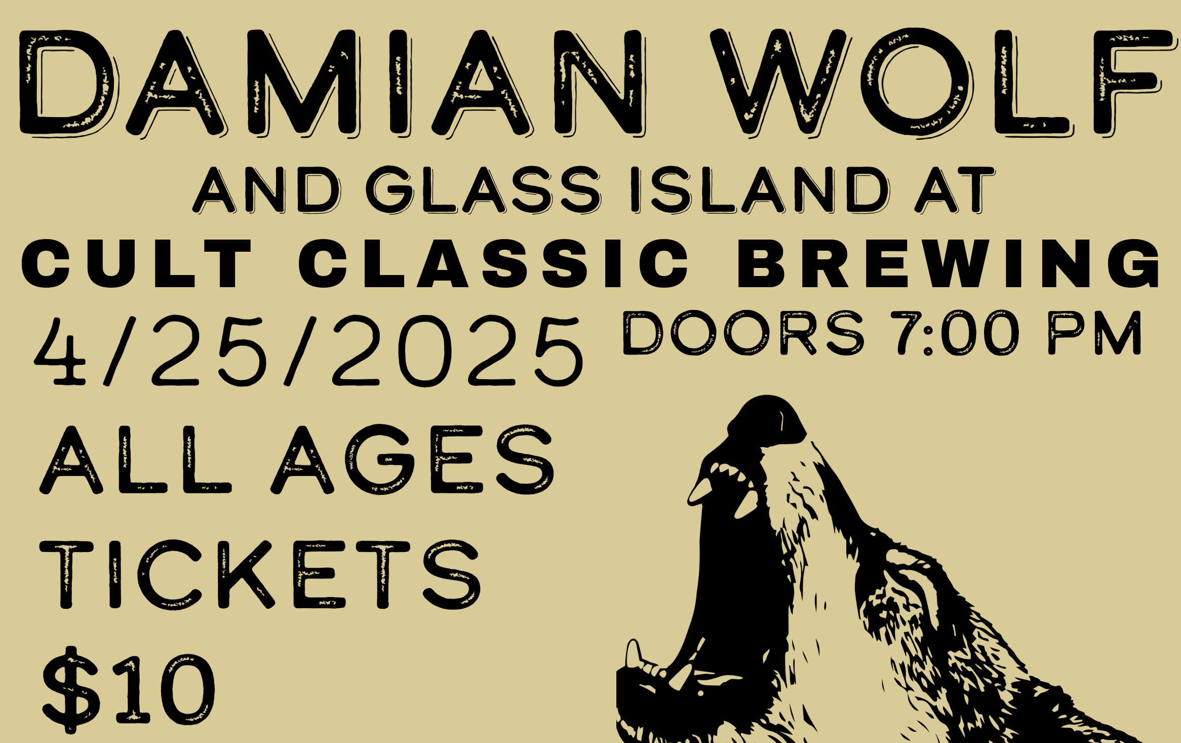 Damian Wolf and Glass Island LIVE at Cult Tickets | Cult Classic Brewing