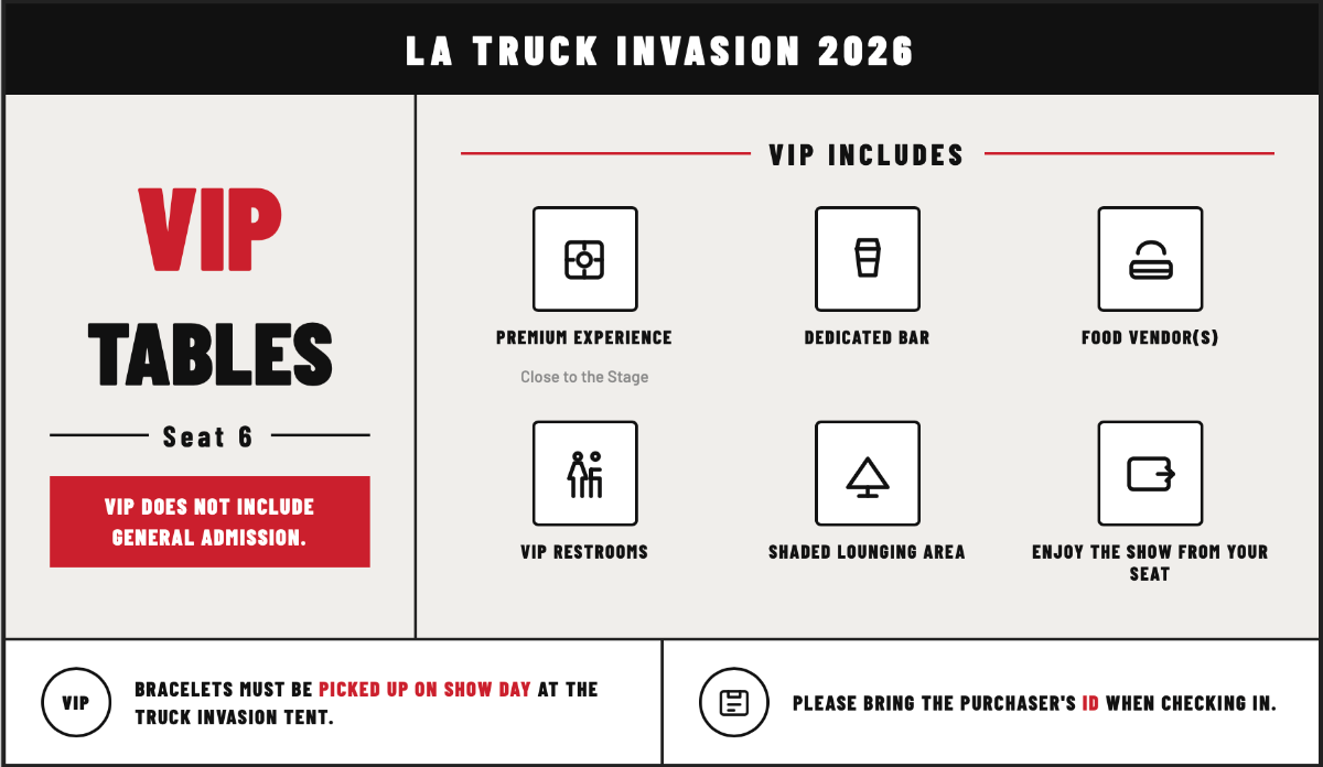 LA Truck Invasion VIP Tables Tickets | Truck Invasion