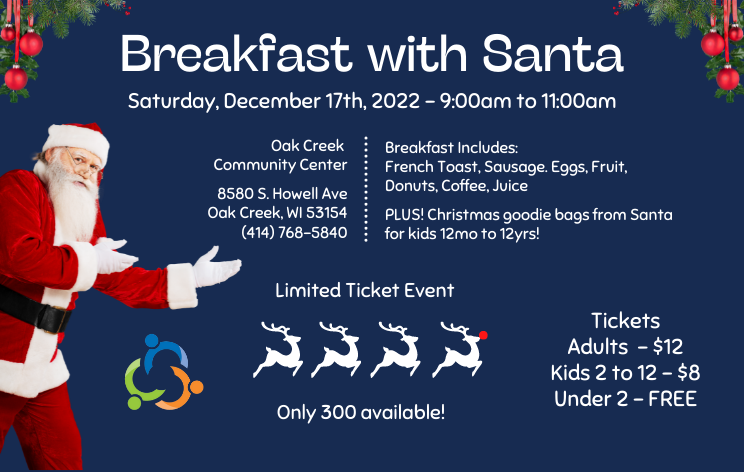 Breakfast with Santa Tickets | Oak Creek Community Center