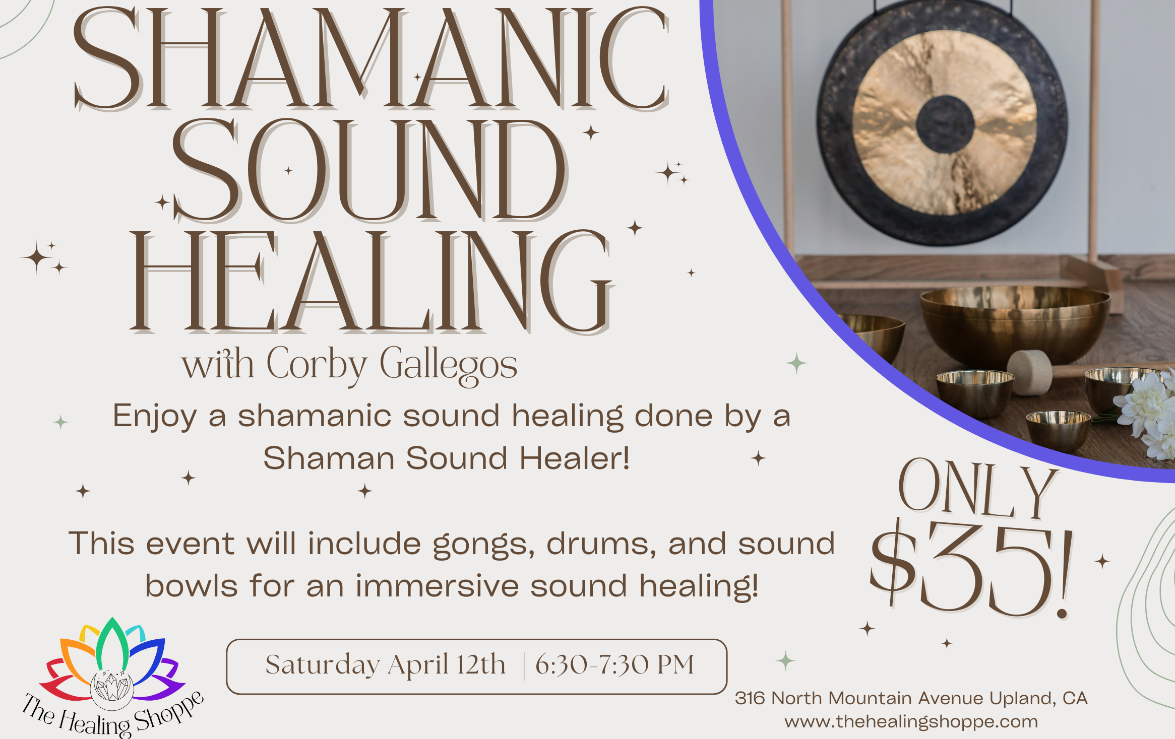 Shaman Sound Healing Tickets | The Healing Shoppe Crystal Boutique