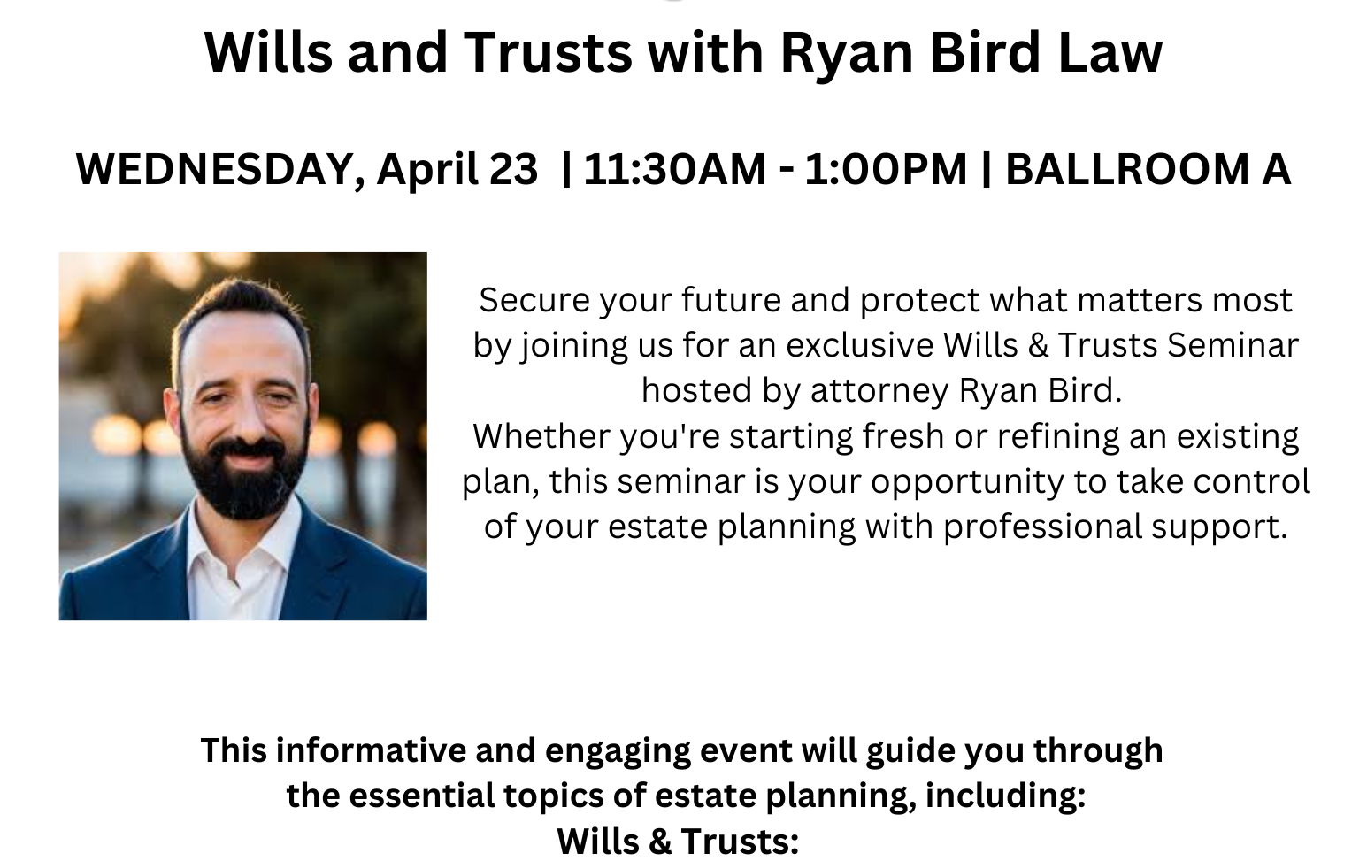 Lunch and Learn with Ryan Bird Law Tickets | Bridgewater at Viera
