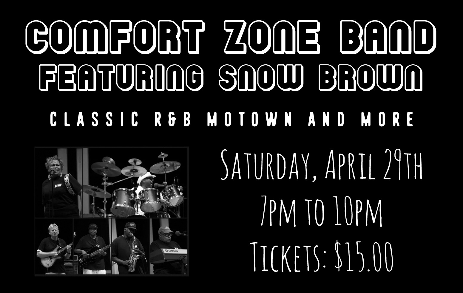 Comfort Zone Band featuring Snow Brown Tickets | The Blue Crab