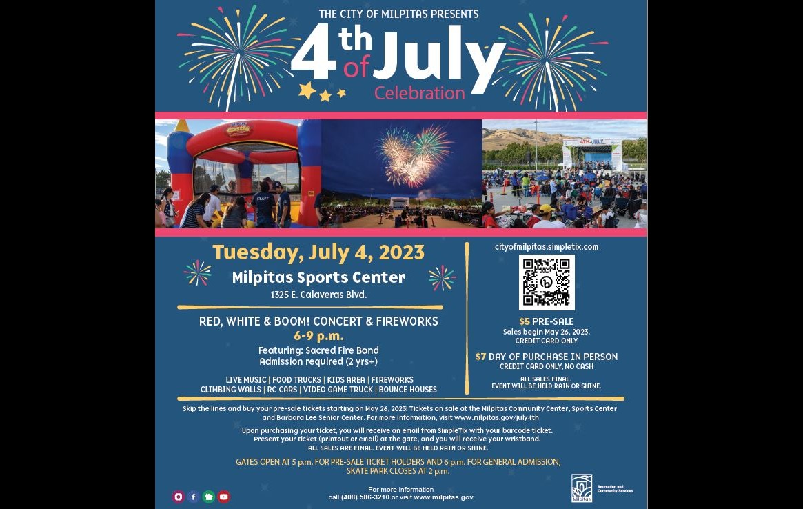 4th of July - Red White & Boom! Tickets | City of Milpitas
