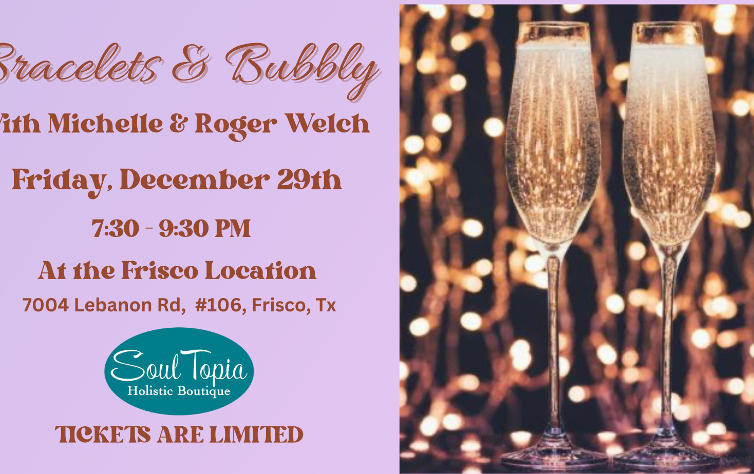 Bracelets & Bubbly - Friday, December 29th Tickets | SoulTopia Events