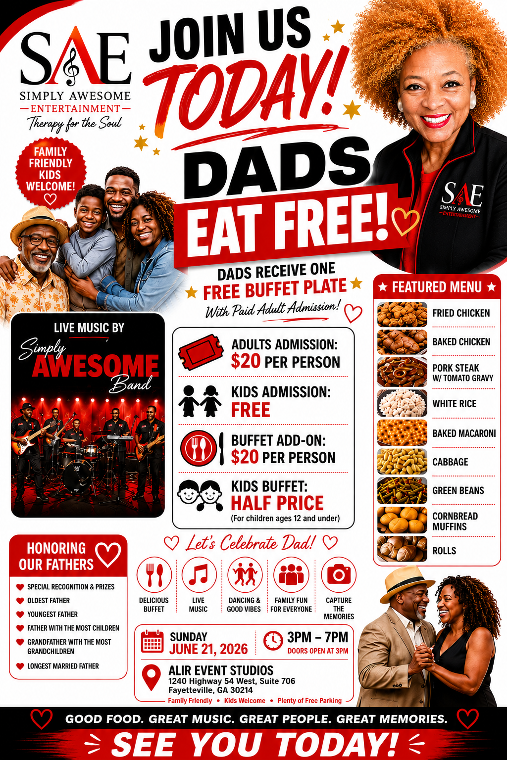 Father's Day Family Reunion Day Party DAD EATS FREE! Tickets | SIMPLY ...