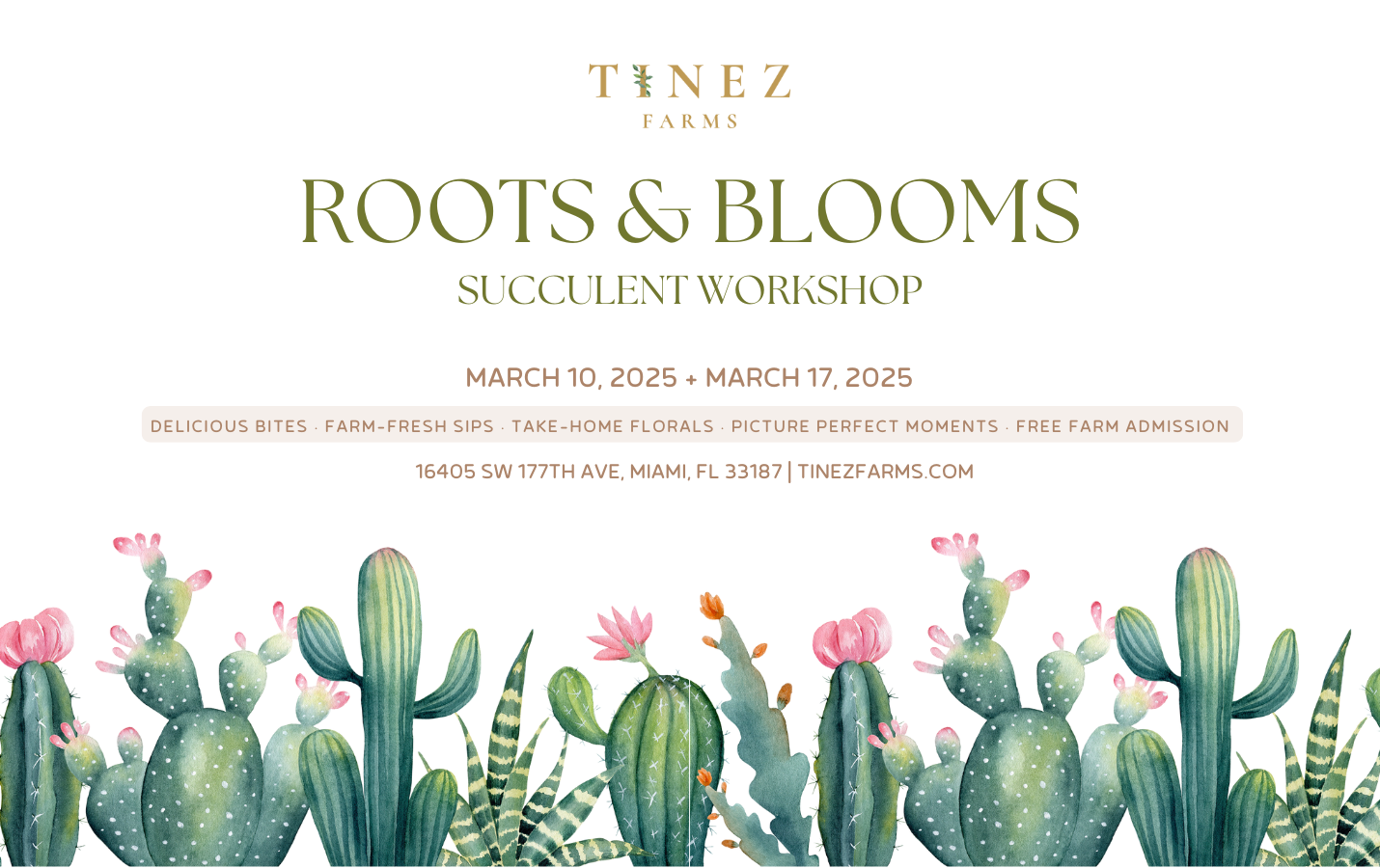 Roots & Blooms: Succulent Workshop Tickets | Tinez Farms