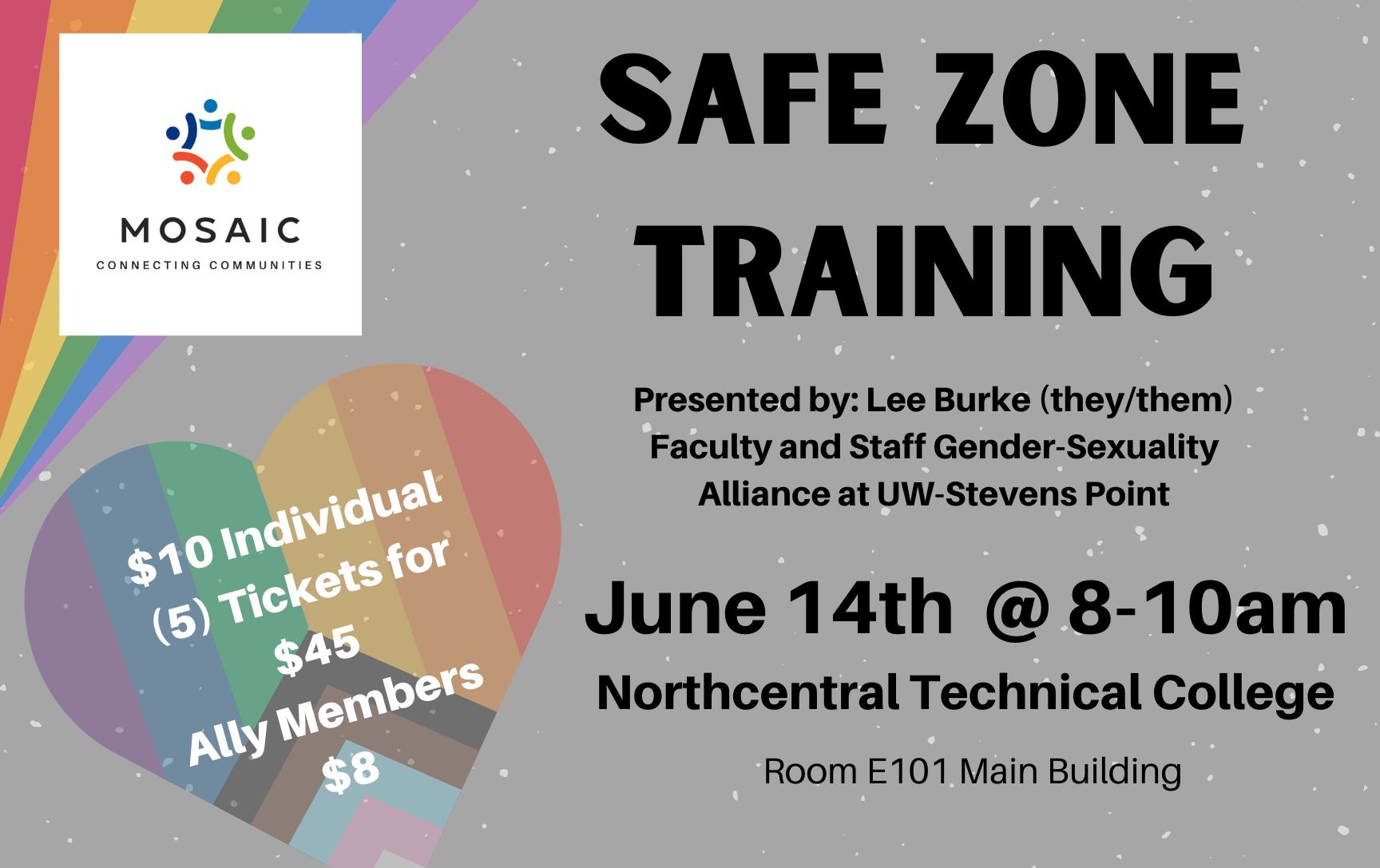 Safe Zone Training Tickets | Mosaic of North Central Wisconsin