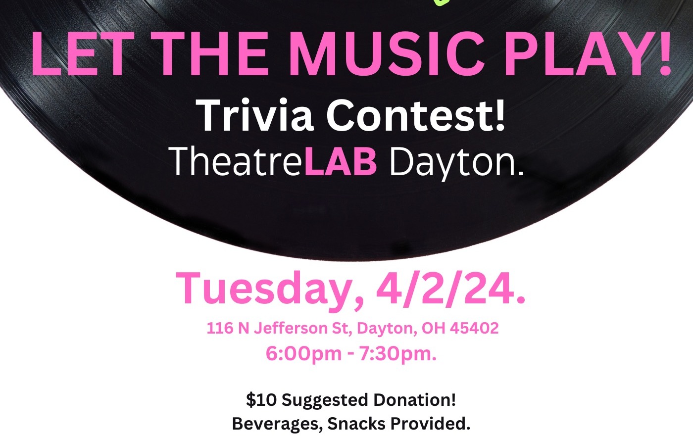 Let the Music PLAY - Trivia Contest Tickets | TheatreLab Dayton