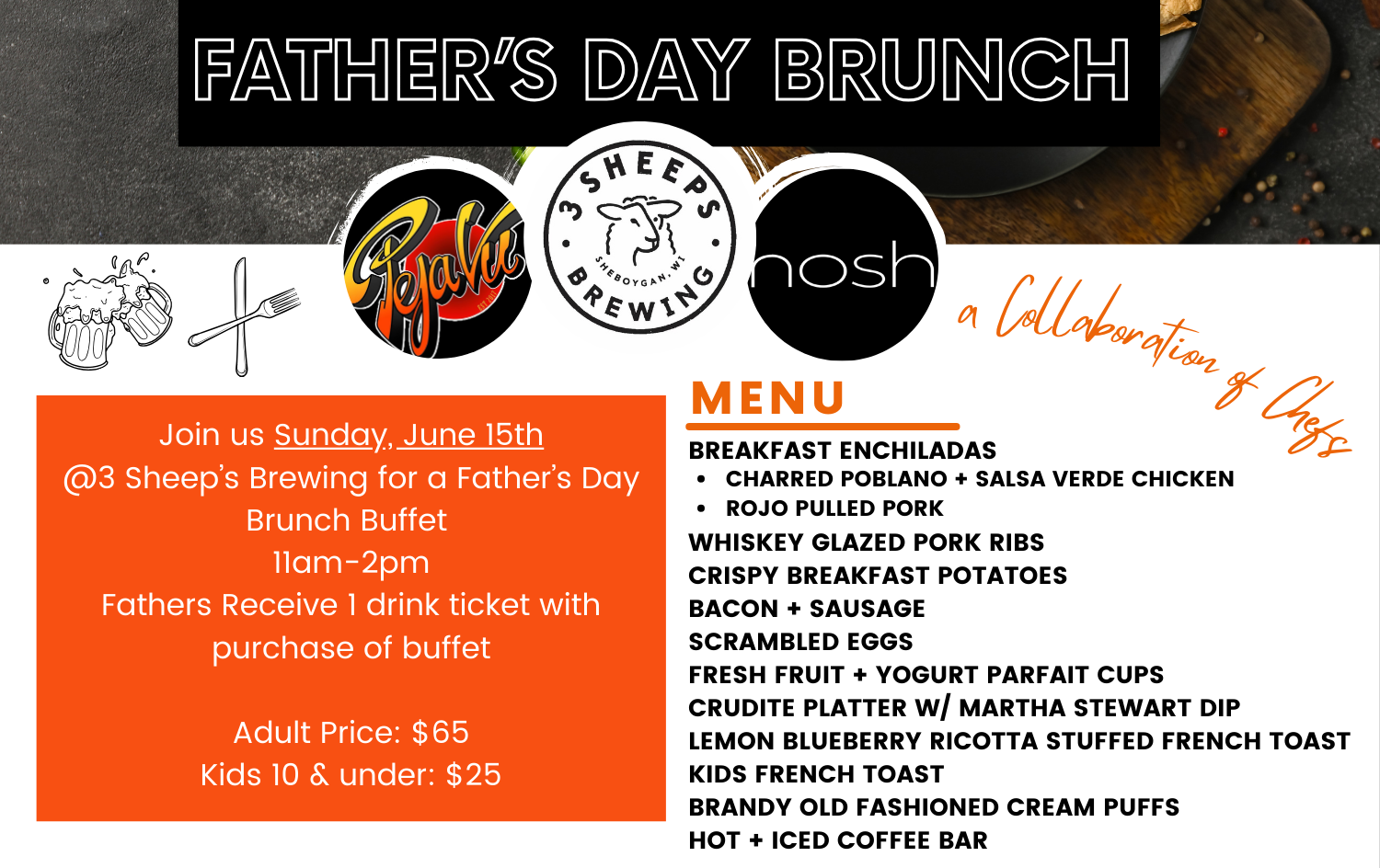 Father’s Day Brunch at 3 Sheeps Brewing Company Tickets | Nosh Custom ...