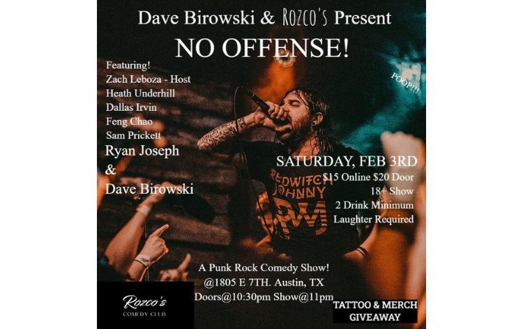 No Offense! A Punk Rock Comedy Show - Archived Tickets | Rozco's