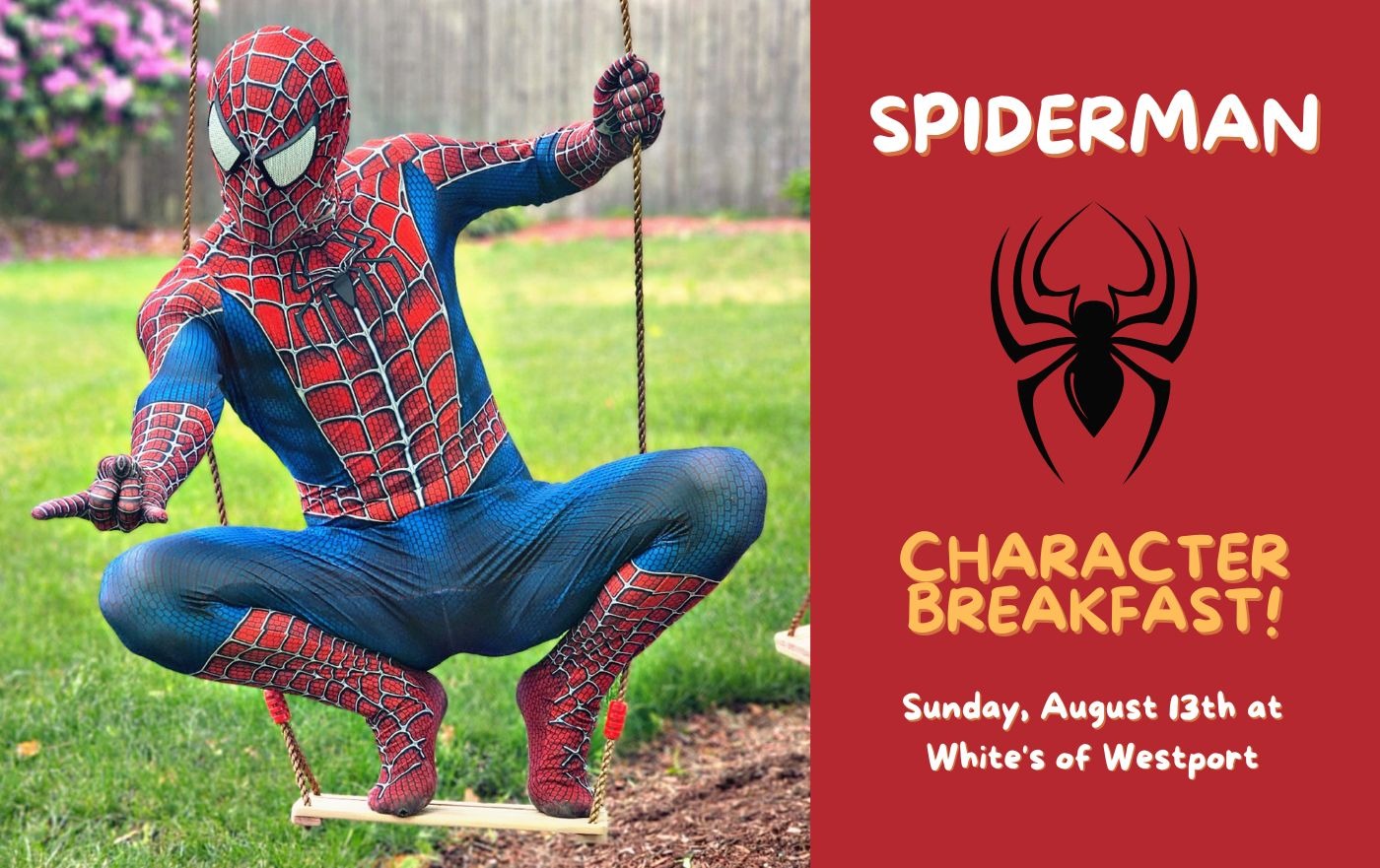 Character Breakfast featuring Spiderman! Tickets | White's of Westport
