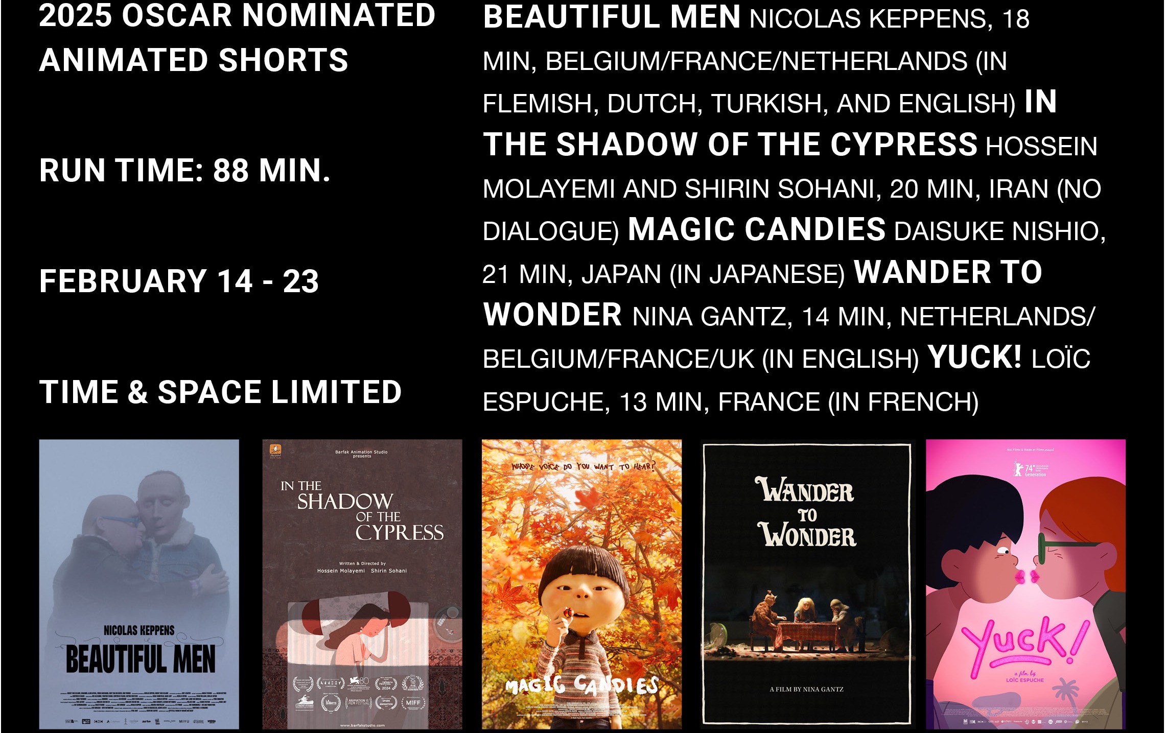 2025 OSCAR SHORTS - ANIMATION Tickets | Time & Space Limited Theatre Co., Inc.